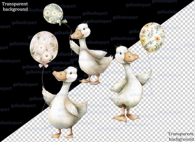 Silly Goose Cottagecore Clipart Set, Cute Watercolor Geese PNG, Farm ...