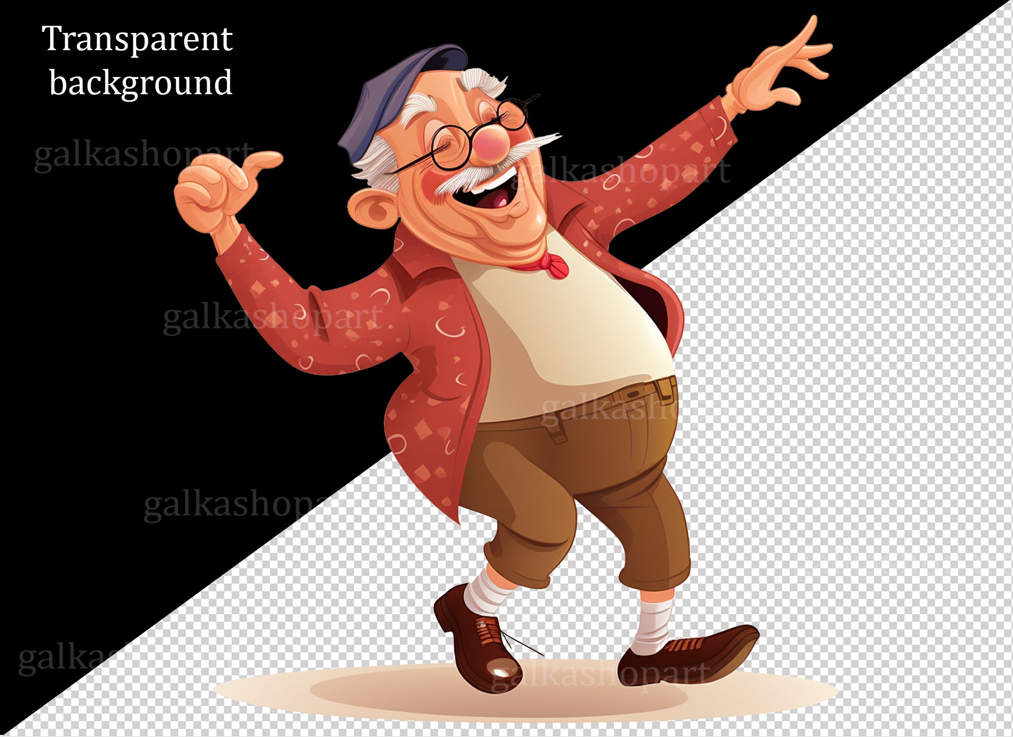 Funny Old Man 12 PNG Clipart: Old Aged People Watercolor - Etsy