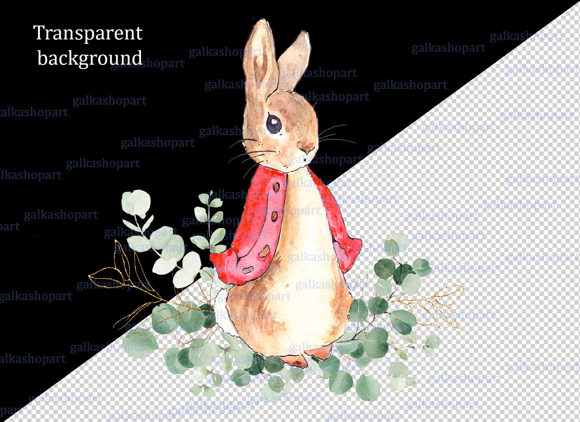 Red Peter Rabbit, Greenery and Balloon Sublimation Graphic, Flopsy ...