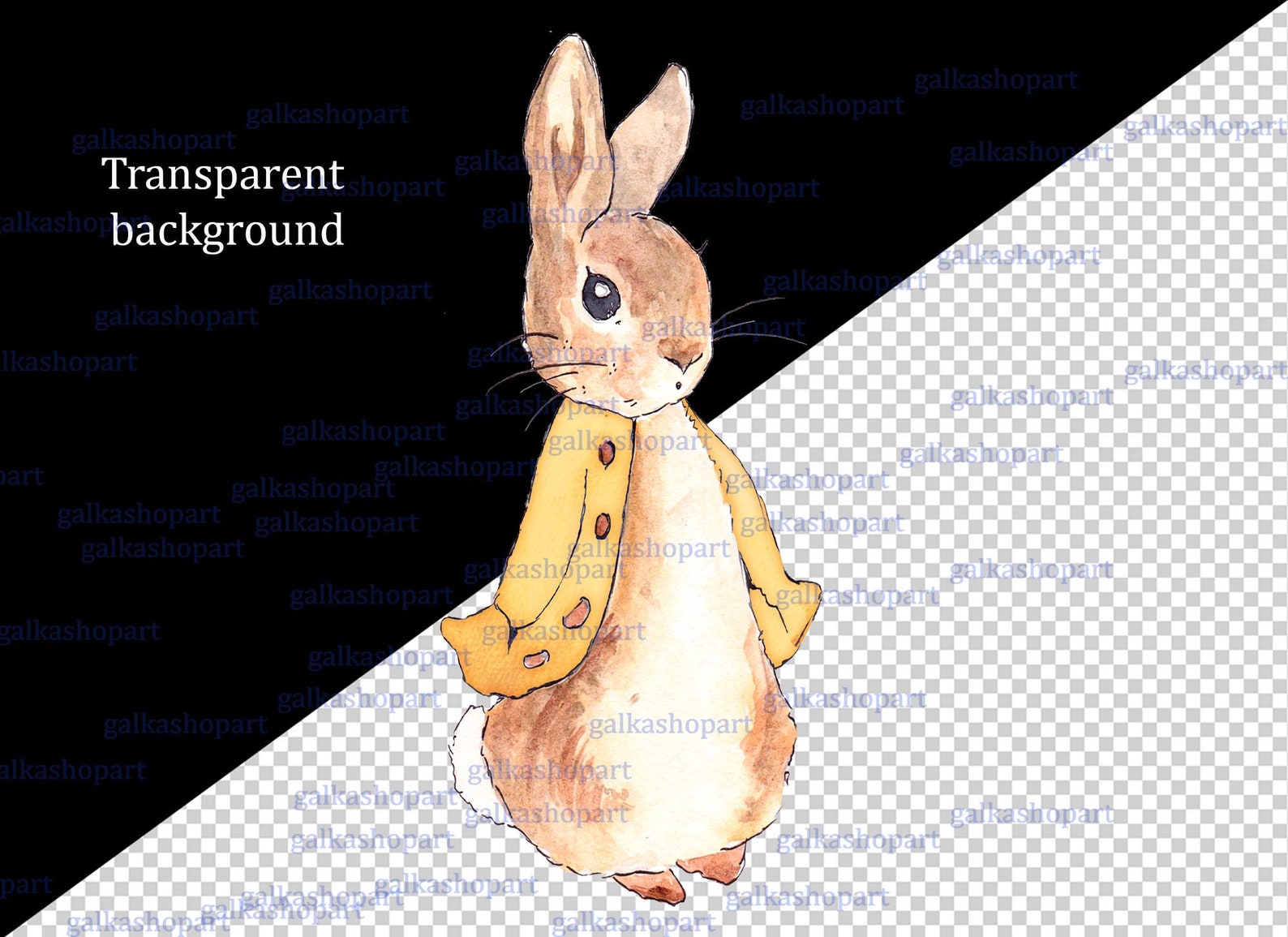 Peter Rabbit in Yellow Jacket: Watercolor Clipart Png Beatrix Potter ...