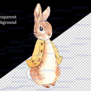 Peter Rabbit in Yellow Jacket: Watercolor Clipart Png Beatrix Potter ...