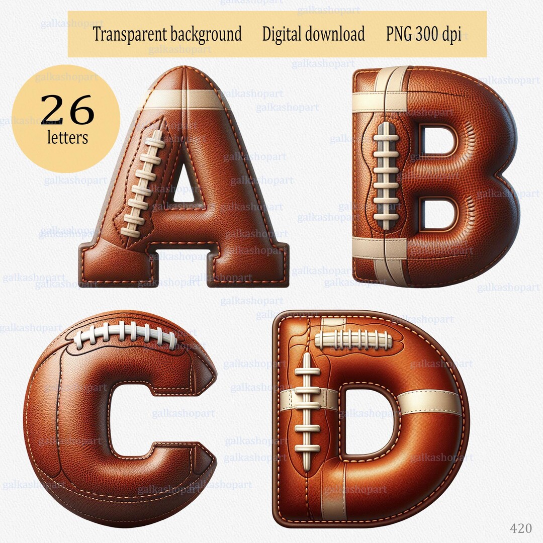 Dynamic Football Alphabet PNG Clipart: Set of 26 Individual Letters in ...