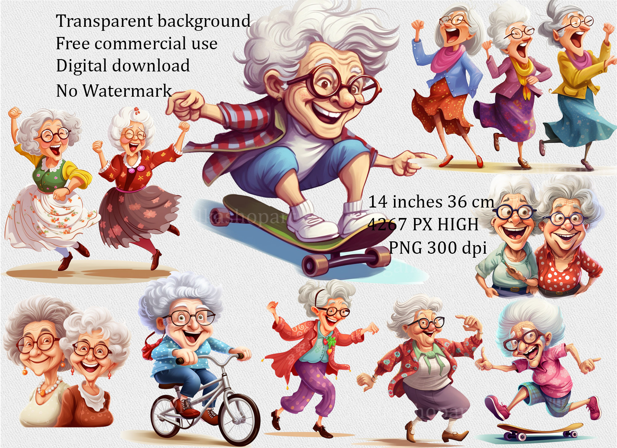 Cheerful Old Ladies Clipart PNG Active Old Men Happy Women - Etsy UK