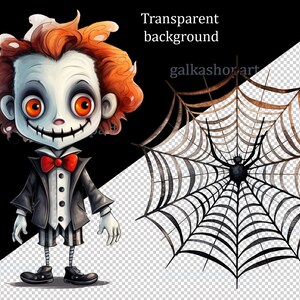 Creepy Cute Halloween Clipart PNG: Spooky Kids, Pumpkin, Ghost, Witch ...