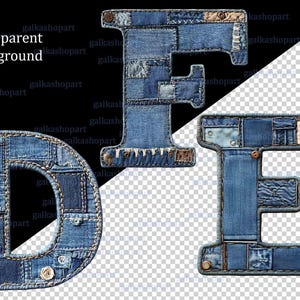 Denim Alphabet Pngs Individual Letters Clipart Jeans Patchwork Font ...