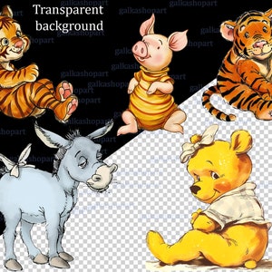 Set of 21 Vintage Winnie the Pooh and Friends: Piglet, Tigger, Donkey ...