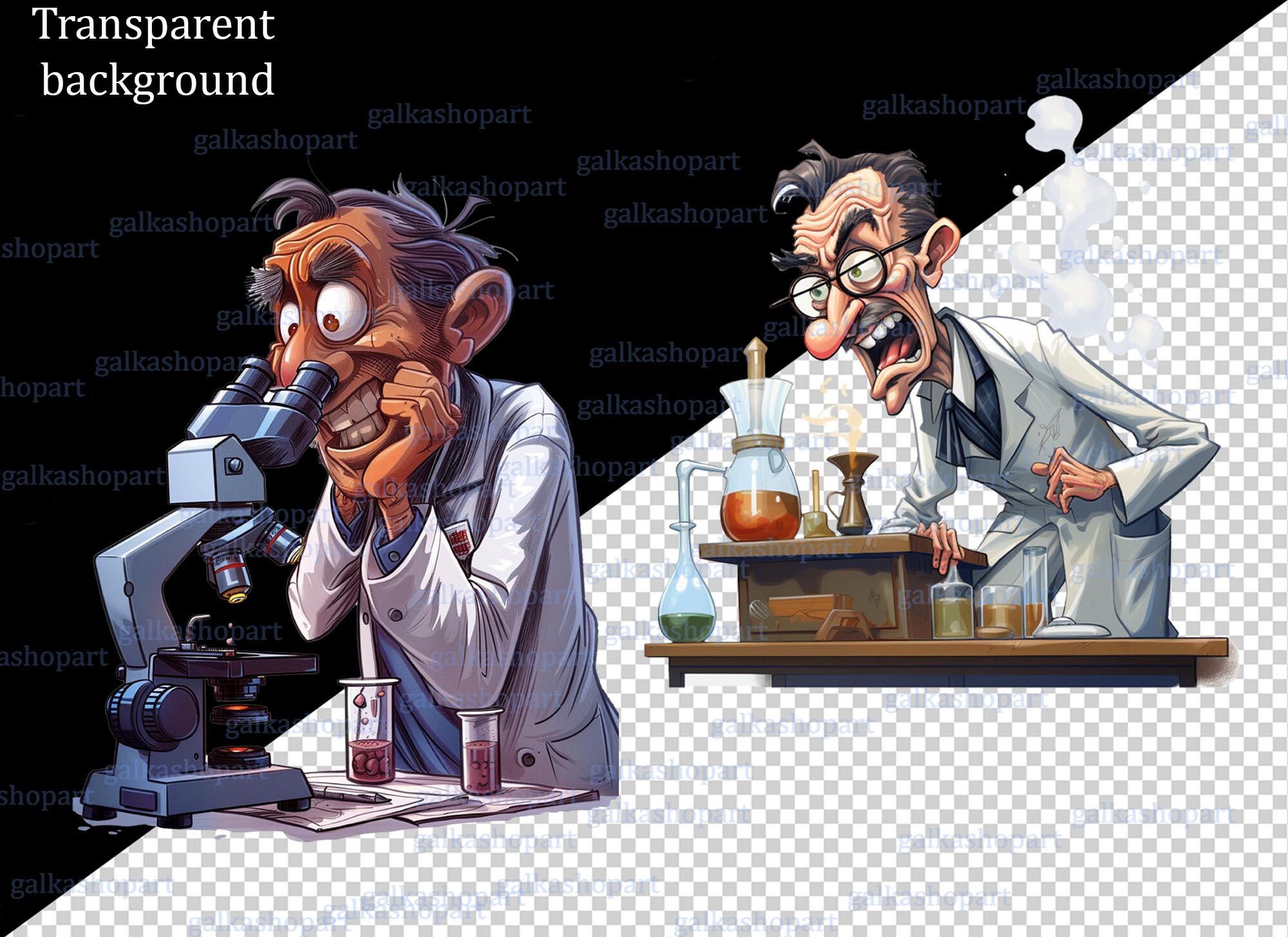 Funny Scientist Clipart Set – 14 Crazy Chemist & Biologist Pngs ...