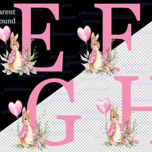 Peter Rabbit Pink Alphabet Clipart: Set of 26 Individual Letters With ...