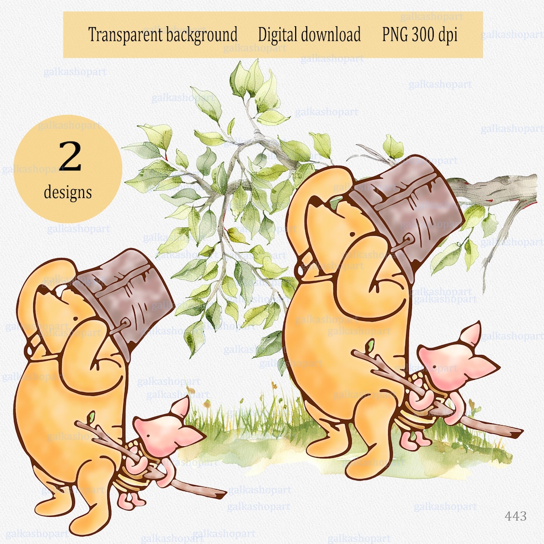 Classic Winnie the Pooh & Piglet Clipart PNG: Children Party Decor ...