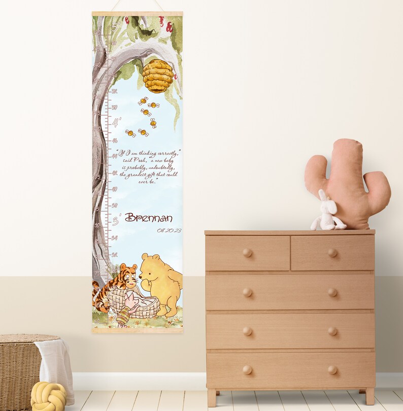 Classic Winnie the Pooh Growth Chart, Personalized Baby Nursery Height ...