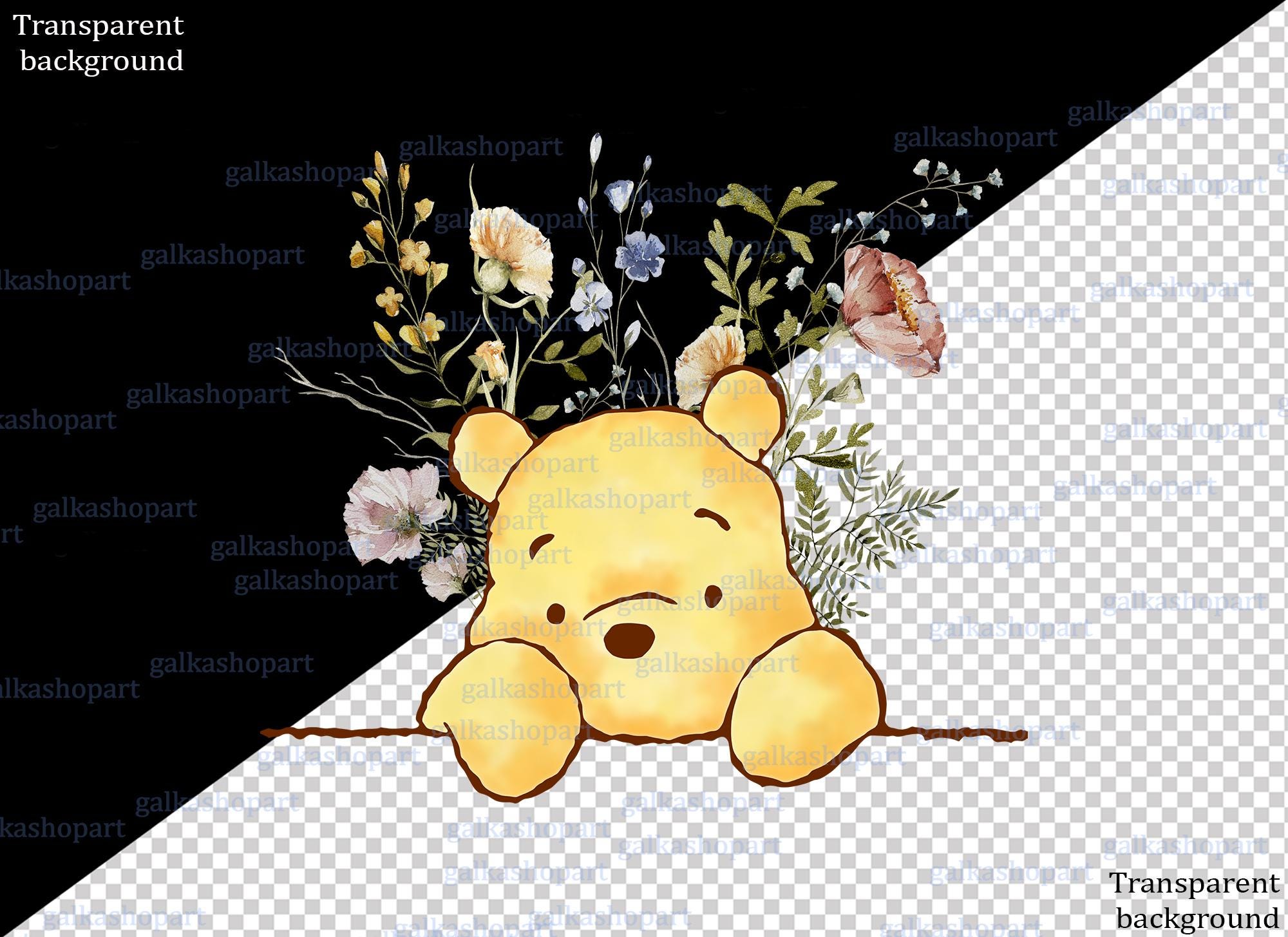 Classic Winnie the Pooh Peeking Bear Clipart: Vintage Storybook Pooh ...