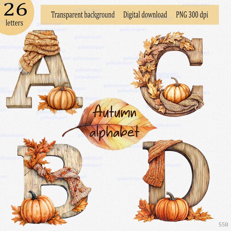 Fall Alphabet Png - Etsy