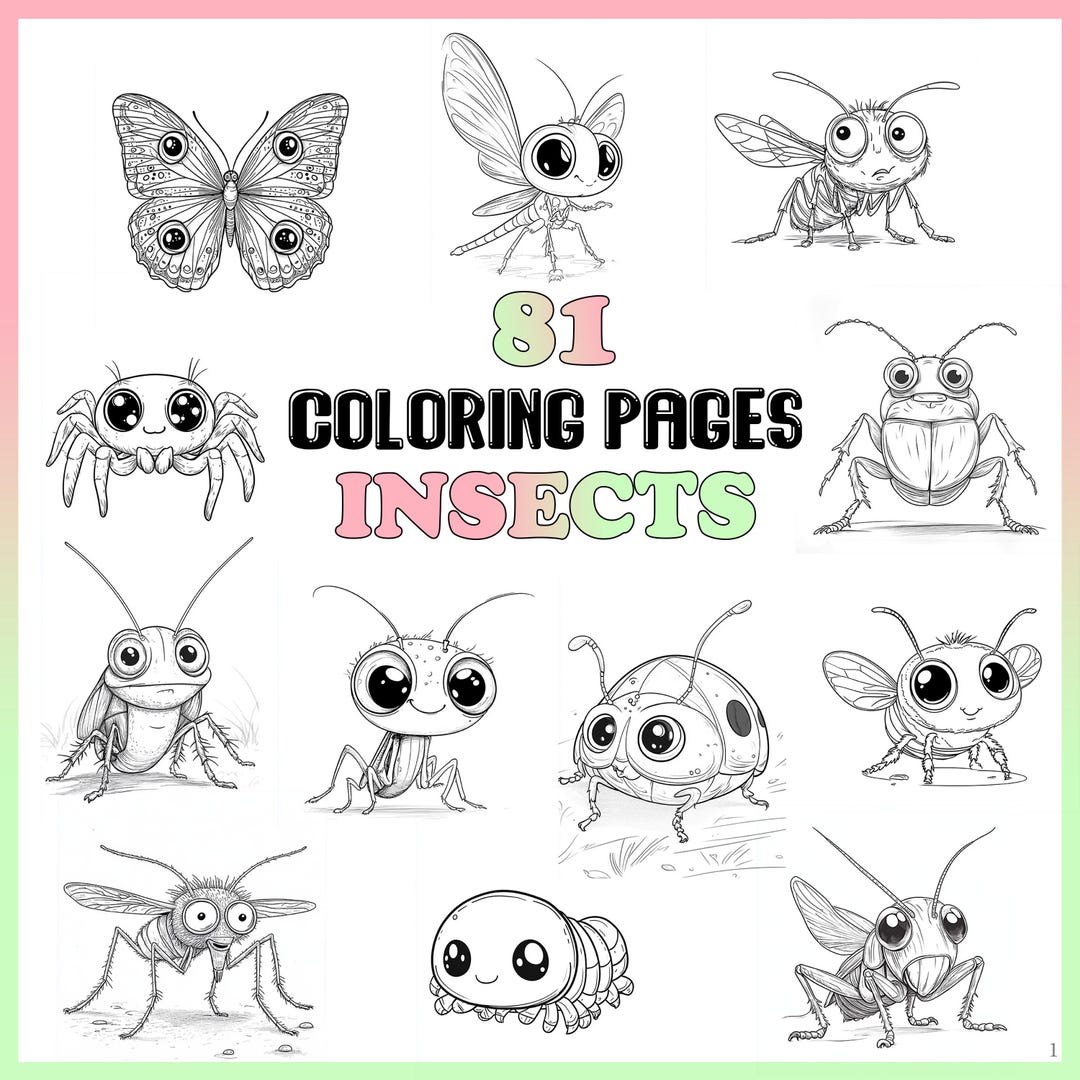 Printable Insects Coloring Pages for Kids, Drawing Activity, Quirky ...
