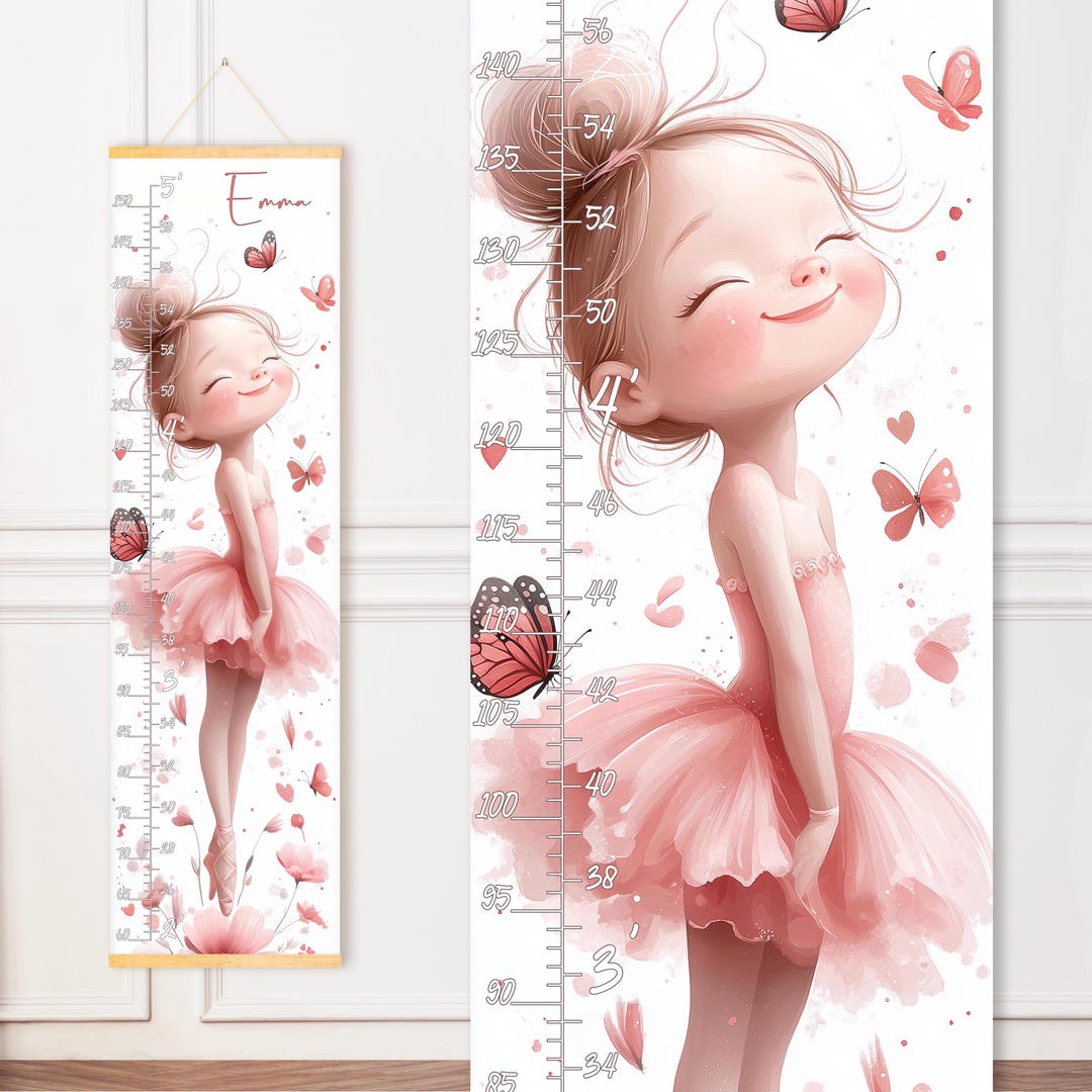 Custom Ballerina Height Ruler, Personalized Dancer Growth Chart for ...