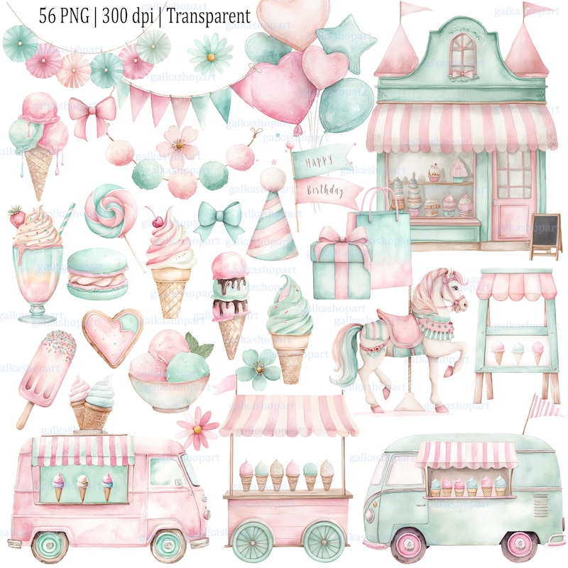 Ice Cream Truck Clipart - Etsy