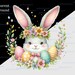 Happy Easter Floral Bunny Wreaths & Borders PNG Clipart: Rabbit Ears ...