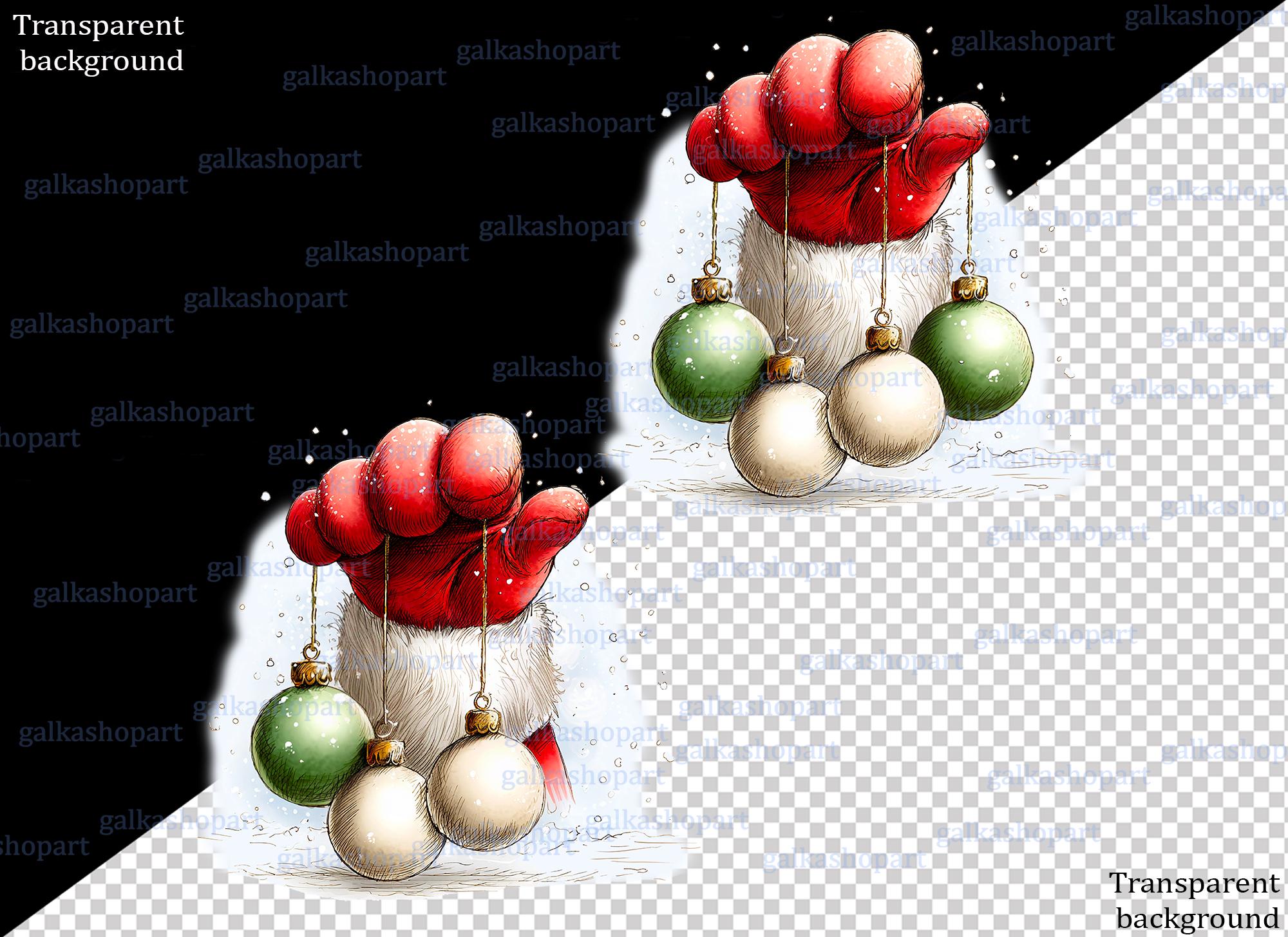Christmas Ornament Clipart Set – Santa Hand With Baubles, Personalized ...