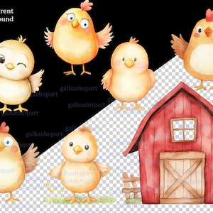 Cute Farm Animal Clipart, Watercolor Pngs, Farm Life Birthday Party ...