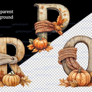 Cozy Autumn Alphabet Pngs Clipart Individual Letters With Leaves ...