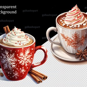 Set of 13 Christmas Hot Chocolate Mug Clipart PNG: Sublimation Design ...