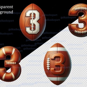 Dynamic Football Numerals PNG Clipart: Set of 40 Individual Numbers in ...