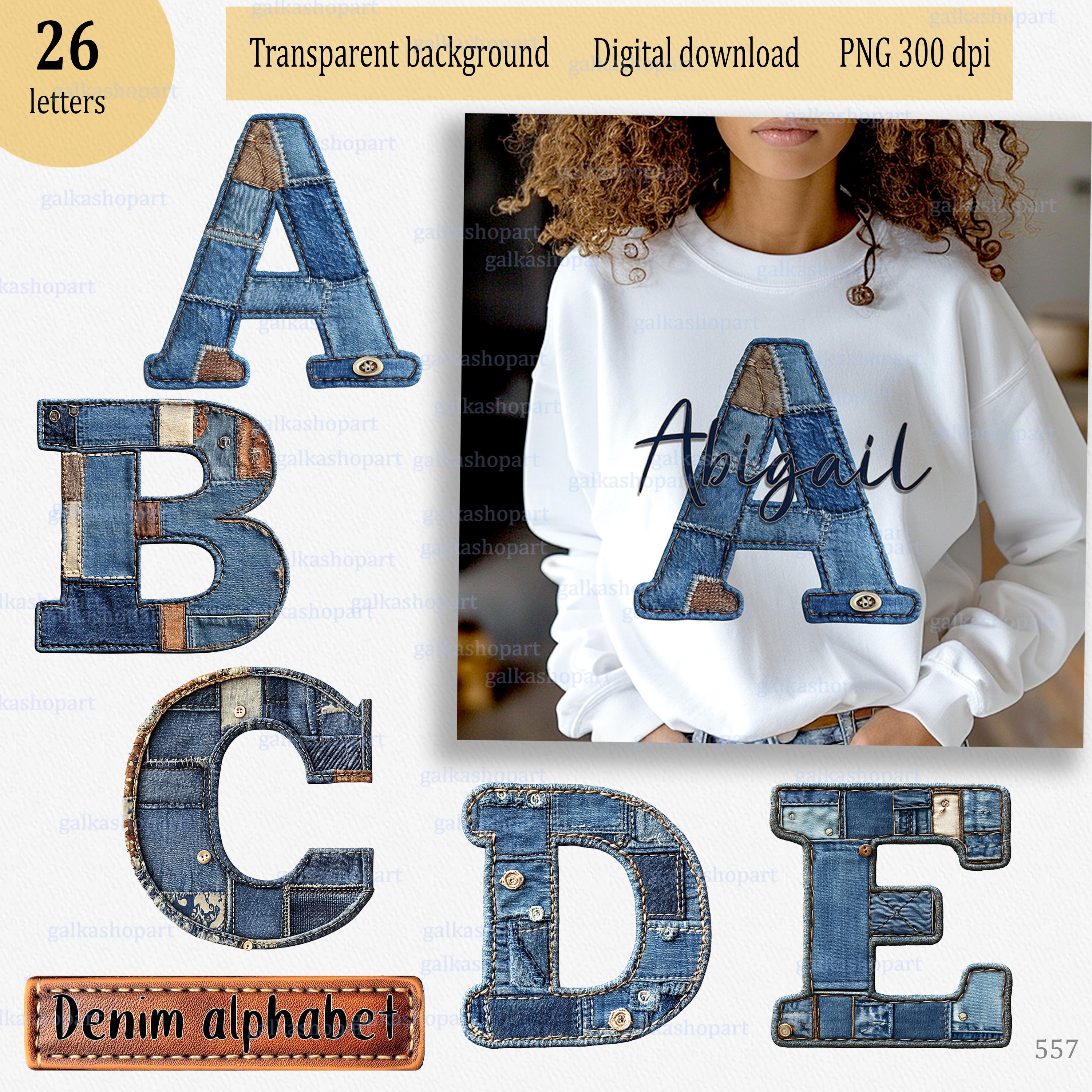Denim Alphabet Pngs Individual Letters Clipart Jeans Patchwork Font ...
