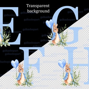 Peter Rabbit Blue Alphabet Clipart: Set of 26 Individual Letters With ...