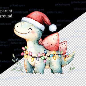 11 Christmas Baby Dinosaurs With String Lights PNG Clipart: Watercolor ...