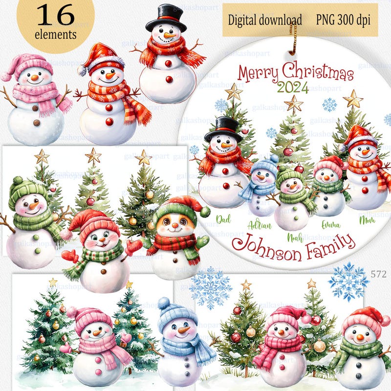 Snowman Scarfs Clipart - Etsy