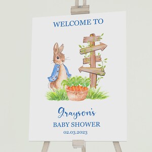 Peter Rabbit Garden Clipart: Blue Bunny With Carrot Basket & Wooden ...