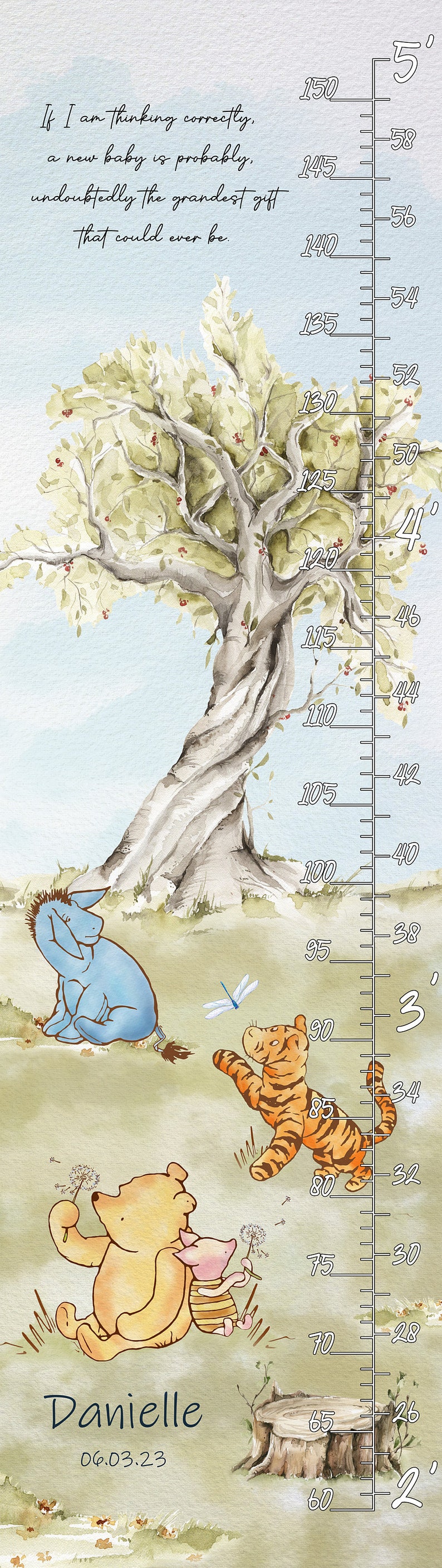 Classic Winnie the Pooh & Friends Height Chart Personalized Growth ...