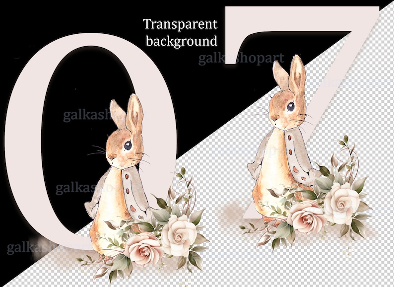 Peter Rabbit Numbers Clipart: Set of 10 Individual Beige Numeral ...