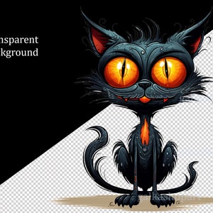 Crazy Cats Cartoon Clipart: 13 Transparent PNG Files for Sublimation ...