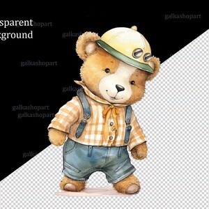 Watercolor Cute Teddy Bears PNG Clipart: Autumn Winter Sublimation ...