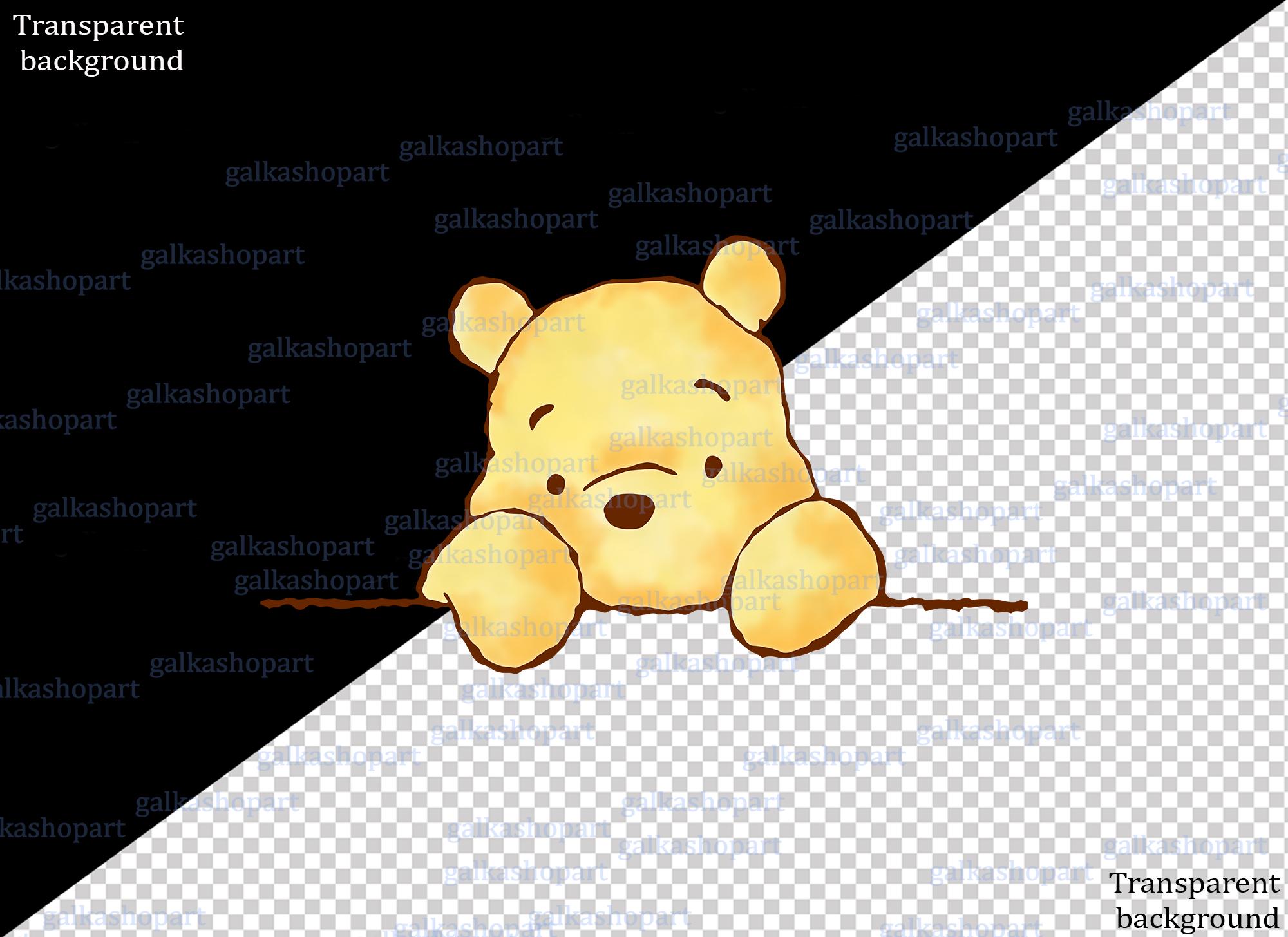 Classic Winnie the Pooh Peeking Bear Clipart: Vintage Storybook Pooh ...