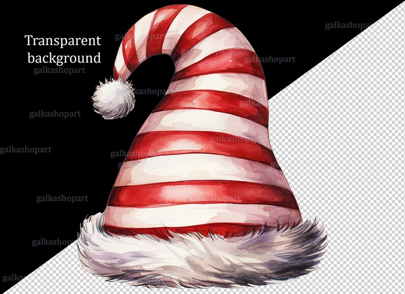 Christmas Santa Hat PNG Clipart: Set of 10 Winter Image, Holiday ...