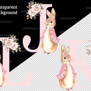 Peter Rabbit Light Pink Alphabet Clipart: Set of 26 Individual Letters ...