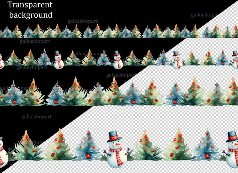 Watercolor Christmas Border Clipart PNG: Frame of Xmas Tree Branches ...