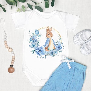 Peter Rabbit in Blue Flowers and Greenery Wreath Clipart PNG ...