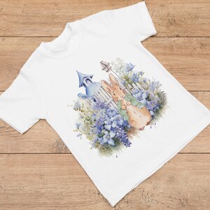 Peter Rabbit in Garden With Blue Flowers Clipart, Watercolor Birdhouse ...