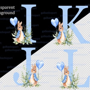 Peter Rabbit Blue Alphabet Clipart: Set of 26 Individual Letters With ...