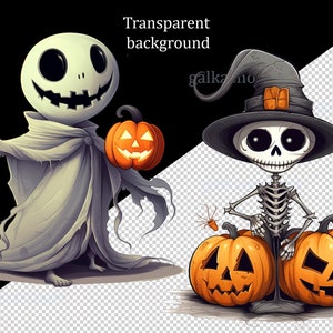 Creepy Cute Halloween Clipart PNG: Spooky Kids, Pumpkin, Ghost, Witch ...