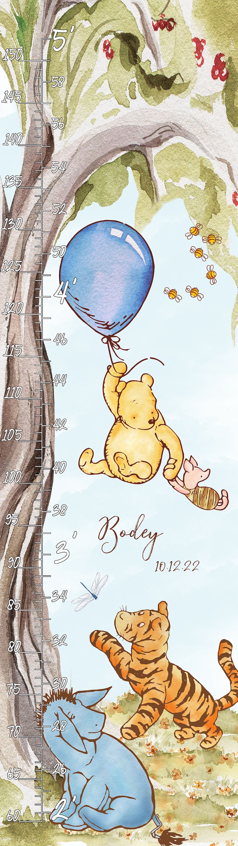 Adorable and Personalized Classic Winnie the Pooh Growth Chart ...