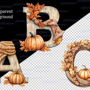 Cozy Autumn Alphabet Pngs Clipart Individual Letters With Leaves ...