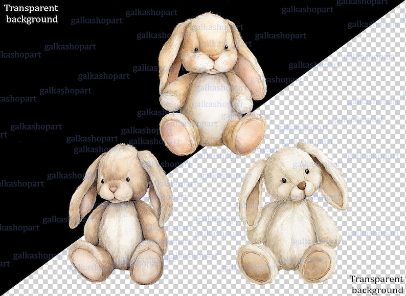Neutral Christian Easter Clipart Set With Teddy Bear, Bunny, Chick ...