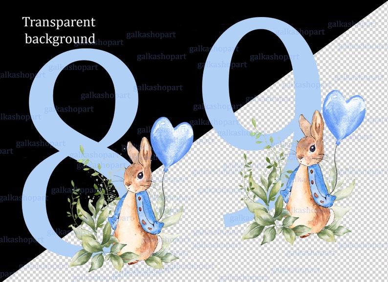Peter Rabbit Blue Numeral Clipart: Set of 10 Individual Number With ...