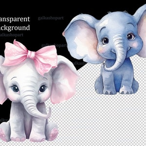 Clipart Set of 12 Adorable Elephants: Cute Watercolor Paintings of Baby ...
