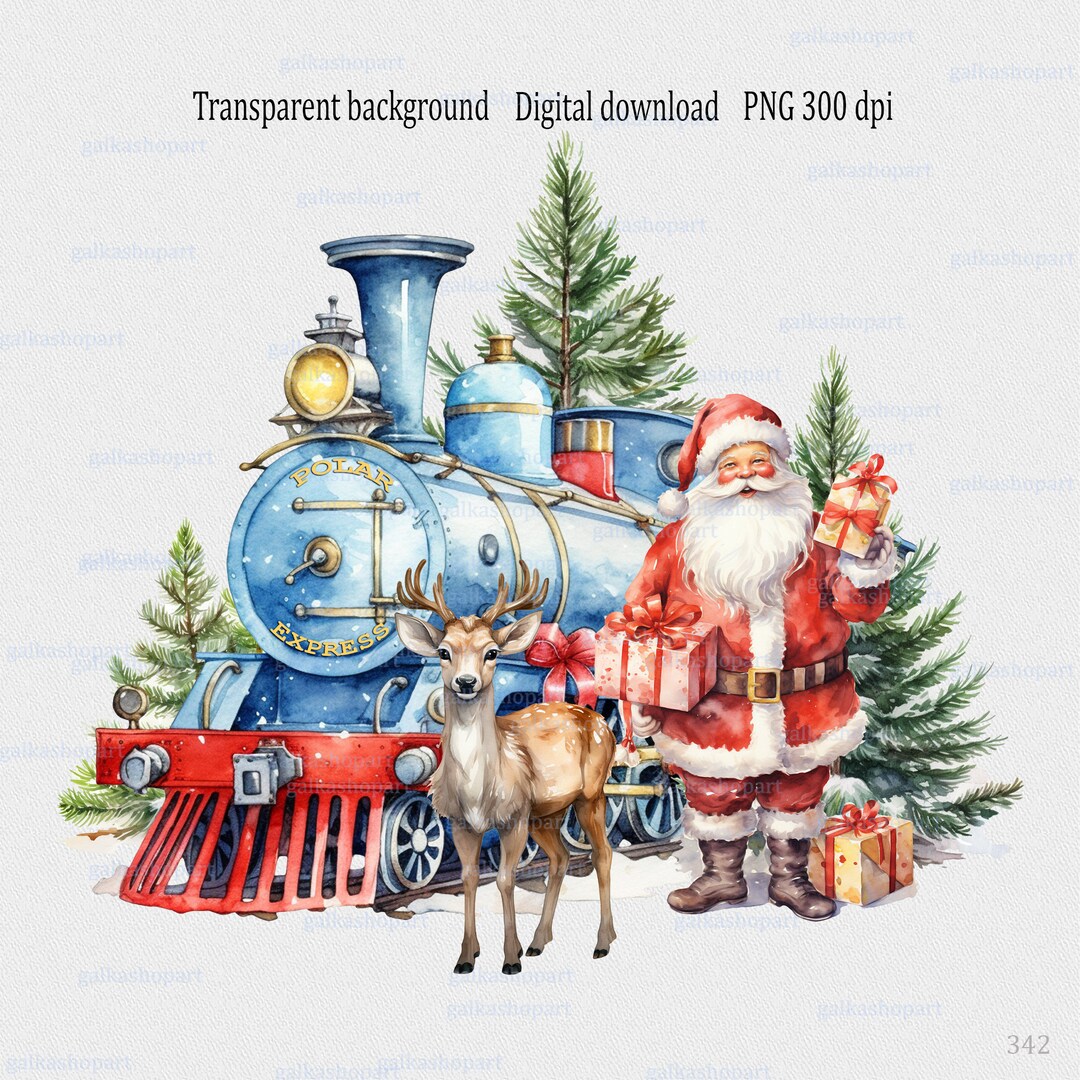 Christmas Retro Train to the North Pole Sublimation Design PNG: Polar ...