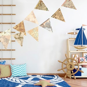 Old World Map Banner, Antique Shabby Map Garland, Custom Travel ...