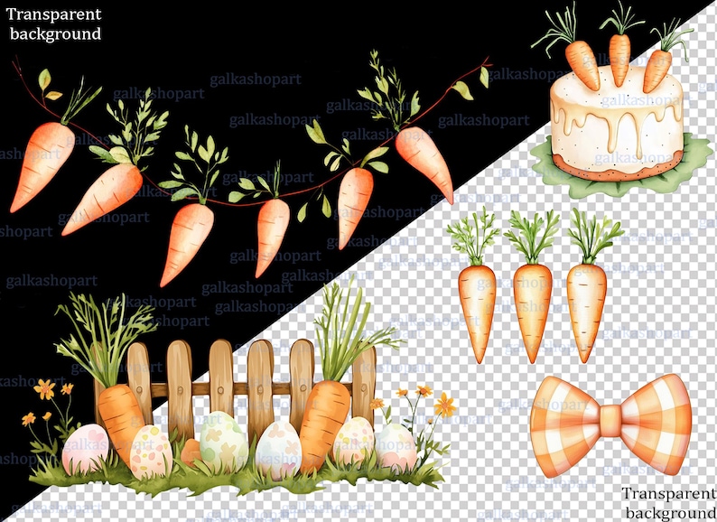 Cute Easter Bunny Carrot Clipart, Little Rabbit PNG, Spring Boho ...